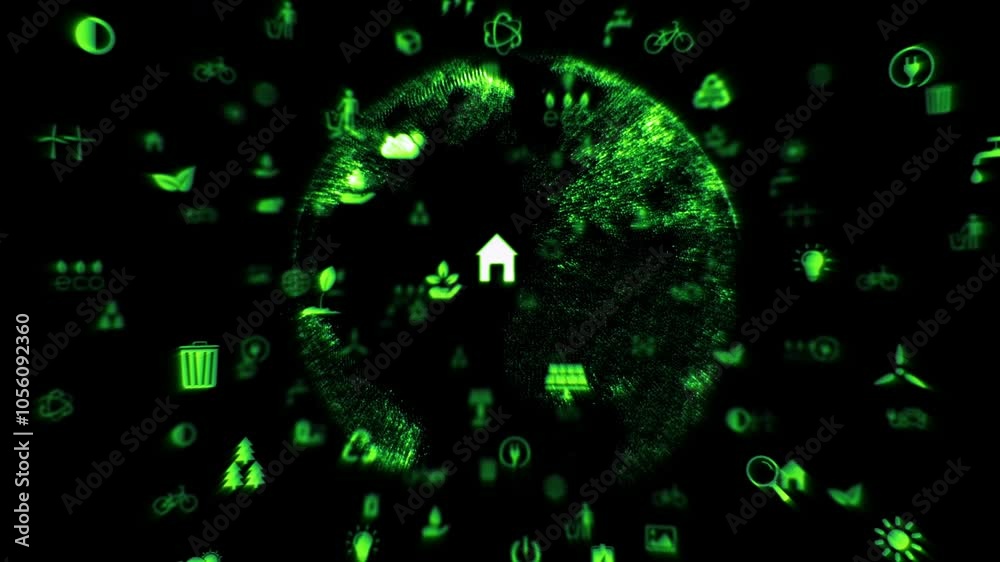 Environment Protection Animated Icons Concept. Planet Earth Rotating ...