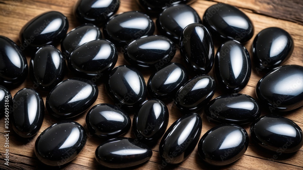 High-resolution photo of apache tears on wood. These volcanic stones ...