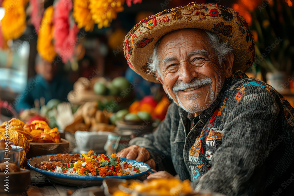 A warm scene of a multi-generational Mexican family gathered around a ...