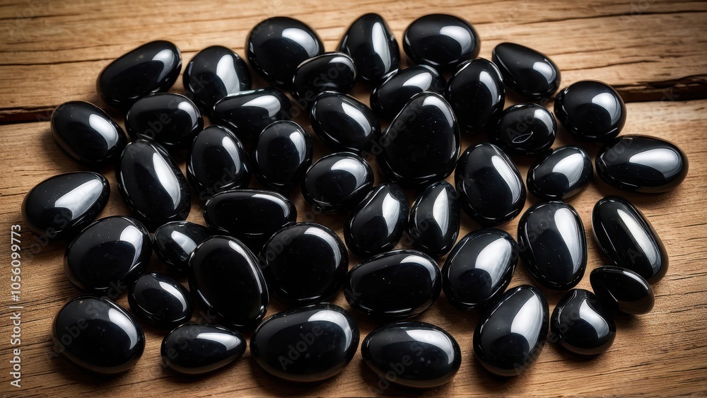 High-resolution photo of apache tears on wood. These volcanic stones ...