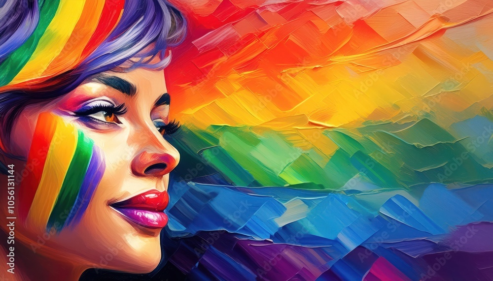 Oil Painting Artistic Image of Creating a Pride Month Flyer ...