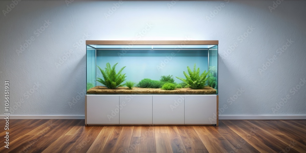 Half empty fish tank in a room , aquarium, glass, water, fish, empty ...