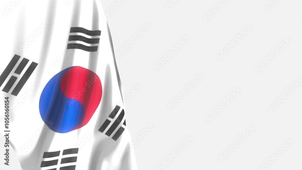 National flag of South Korea flutters in the wind. Wavy South Korea ...