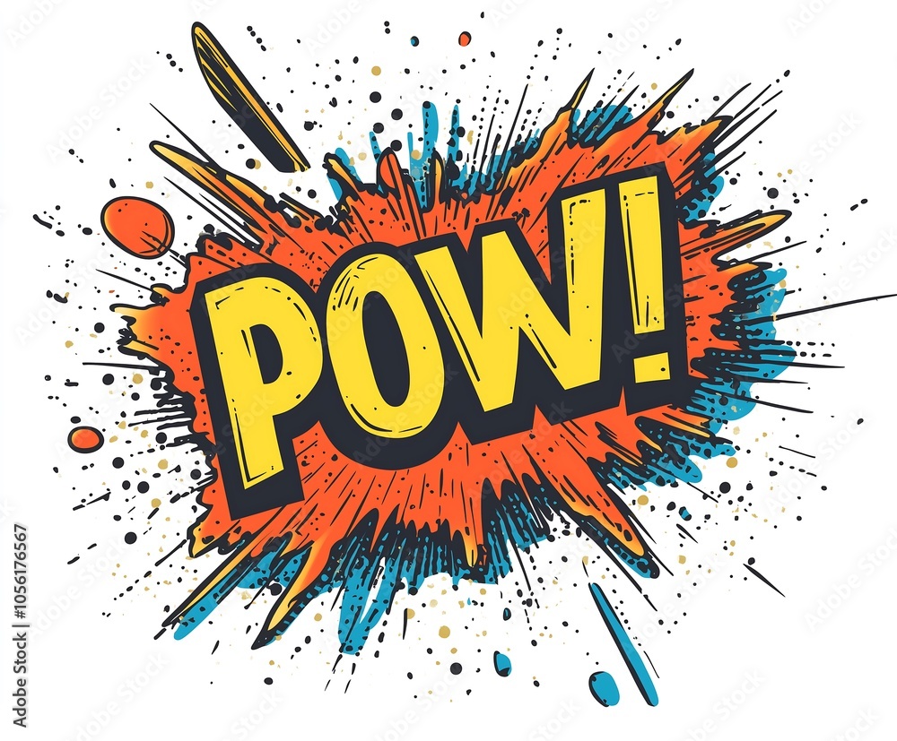 Comic book explosion design with 'POW!' in bold letters and vibrant ...