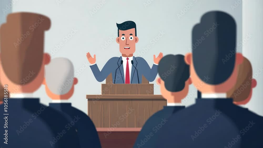 Court Proceeding Trial Business Presentation Cartoon Illustration of ...