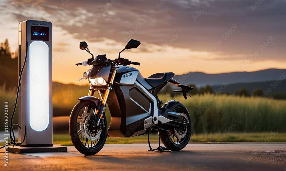 Electric motorcycle charging in an EV Charger. Stock Video | Adobe Stock
