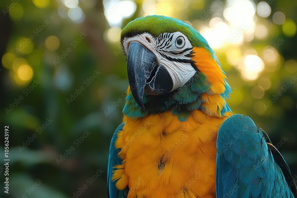 Beautiful Green Parrot with a Blurred Background in Nature Photography ...