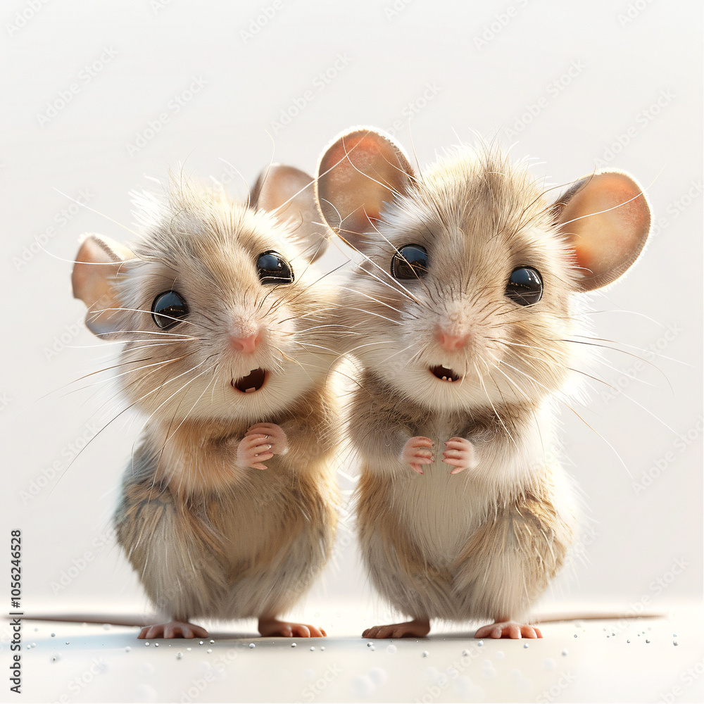 Two adorable mice are positioned closely together, displaying their ...