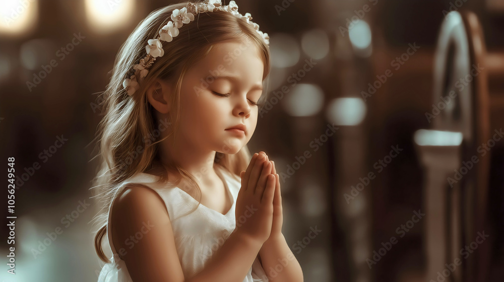 Little girl toddler praying in Christianity religion, prayer to God ...