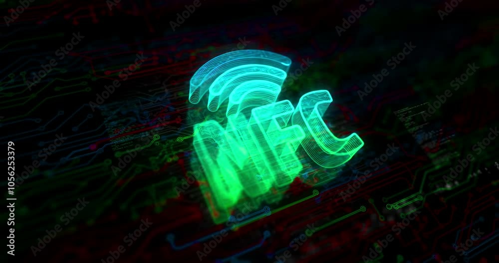 NFC wireless pay mobile phone payment colored symbol concept. Network ...