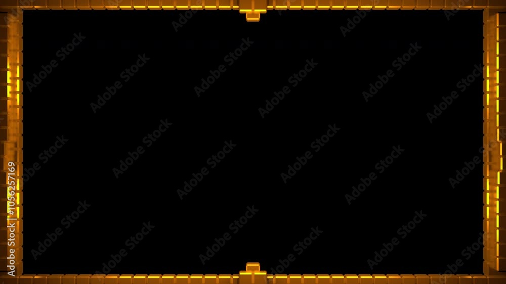 Seamless webcam borders. Animated gold cube. Frame for live streaming ...