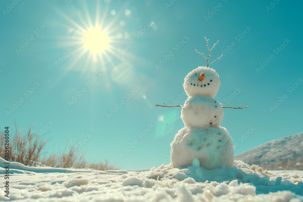 Snowman Melting in the Sun Symbolizing the End of Winter and the ...