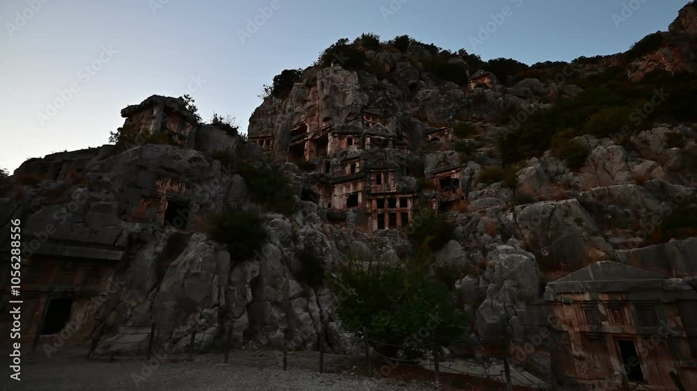 Ancient Lycian Rock Tombs at Myra, Turkey. Lycian rock-cut tombs in the ...