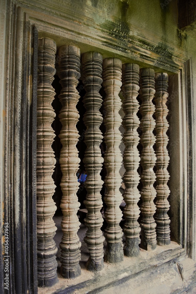 Lattice window in Angkor Wat, a Hindu-Buddhist temple complex in ...