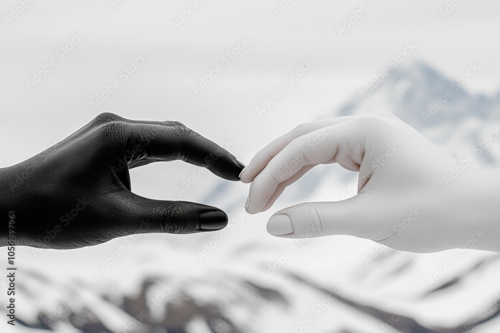 Minimalist depiction of two hands reaching toward each other in support ...