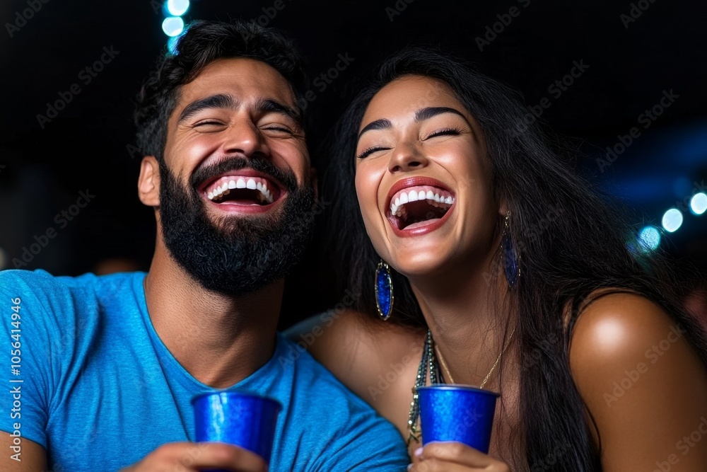 Retro-inspired poster of a couple sharing a laugh at a drive-in movie ...