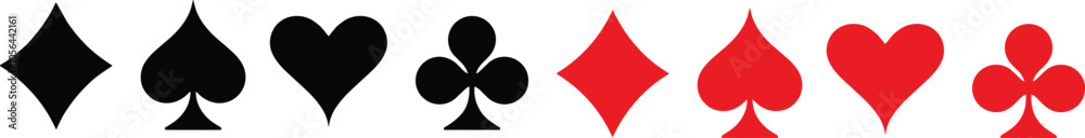 Poker card suits icon. Playing card spade, heart, club, diamond suit ...