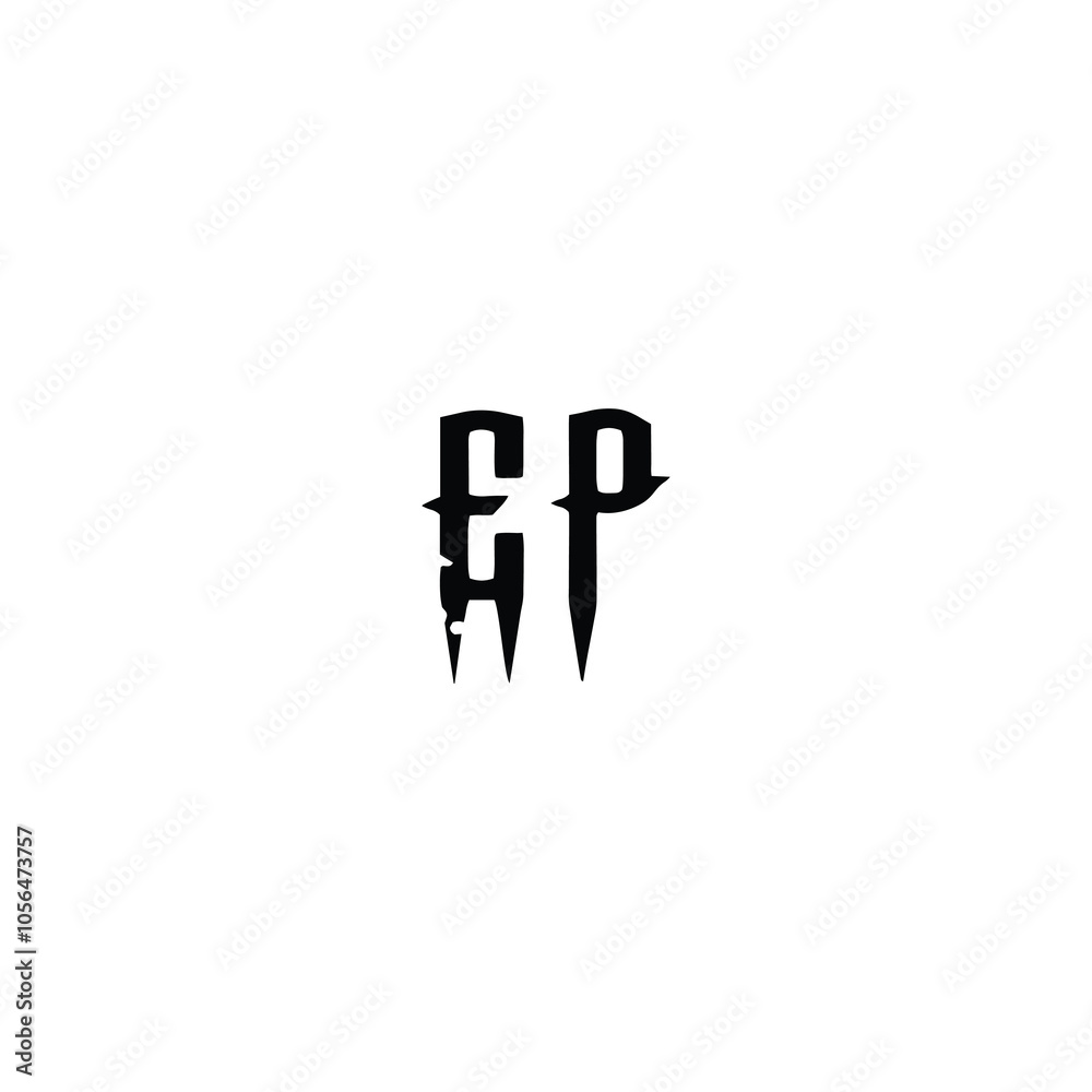 EP monogram logo design letter text name symbol monochrome logotype ...