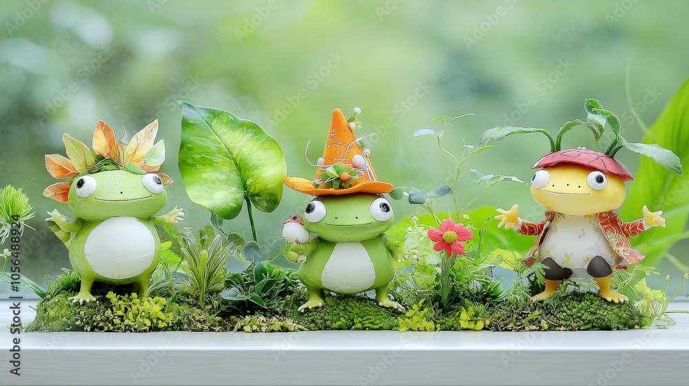 Soft sculptures of fairies and creatures in diverse traditional outfits ...