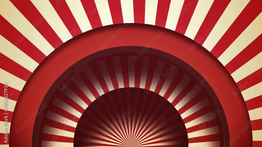 Red and white circles sunburst rays animated comic background rotation ...