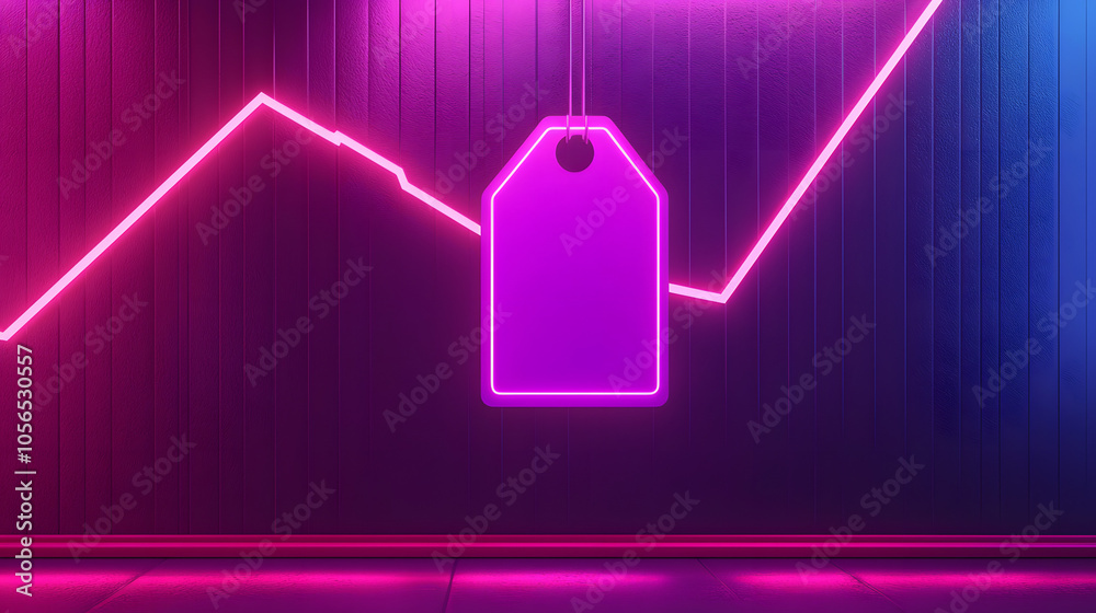 Dynamic Neon Price Tag Against a Rising Graph in a Futuristic Setting A ...