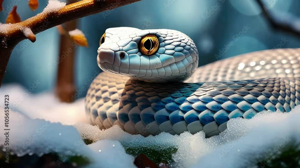 The snake is the symbol of year 2025. A cute little snake with big eyes ...