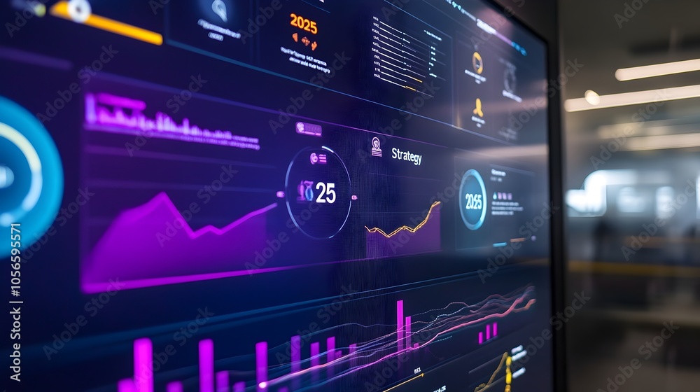 Digital Dashboard with 2025 Strategy Goals and KPIs Displayed on Clean ...