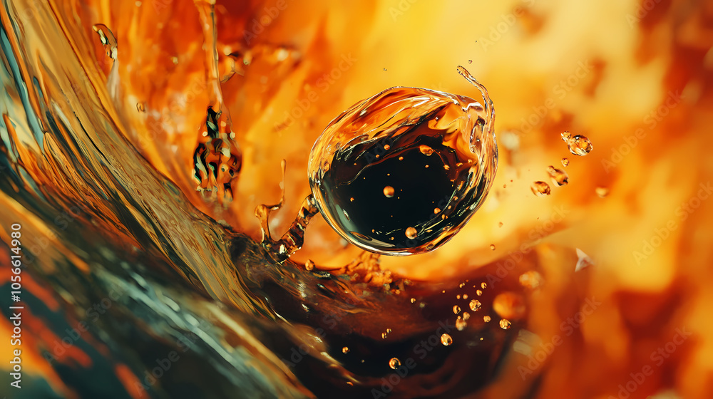 Microscopic view of a single droplet of water suspended in oil ...