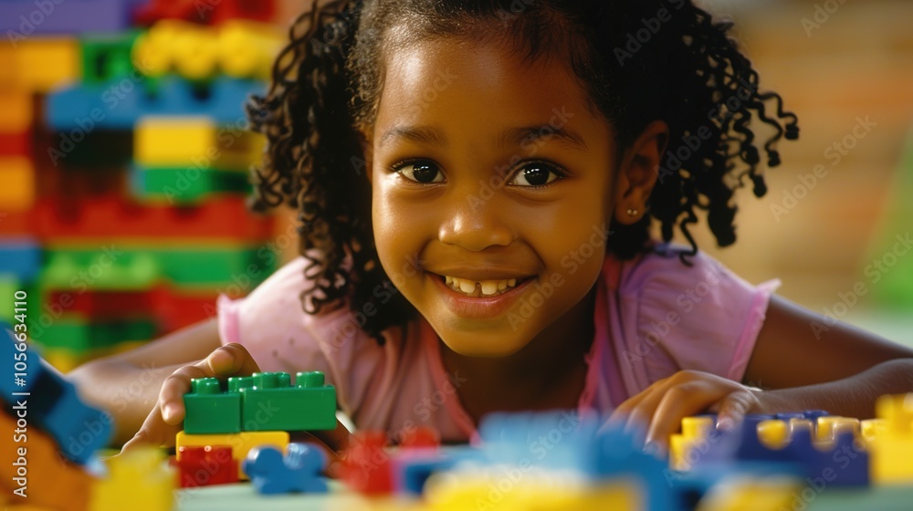 Little Girl Playing with Building Blocks - a delightful and playful ...