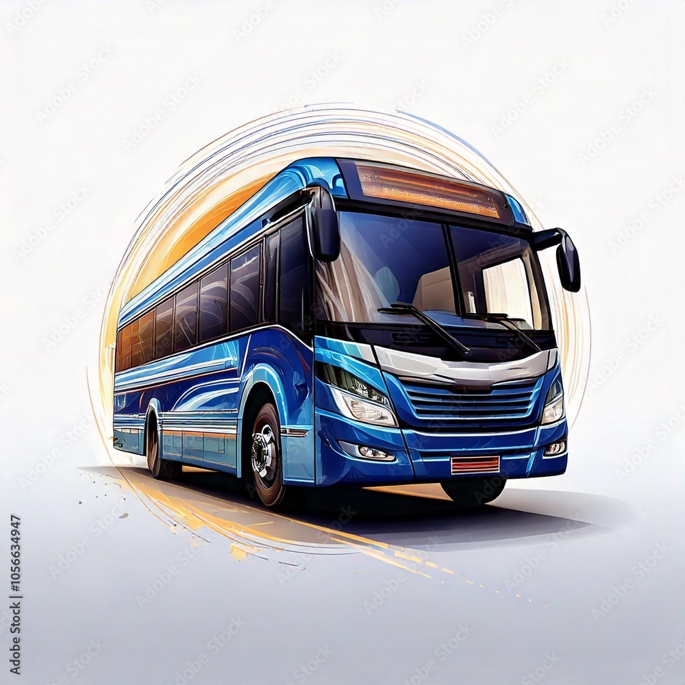 Bus transportation logo design in a flat art style. The logo takes the ...