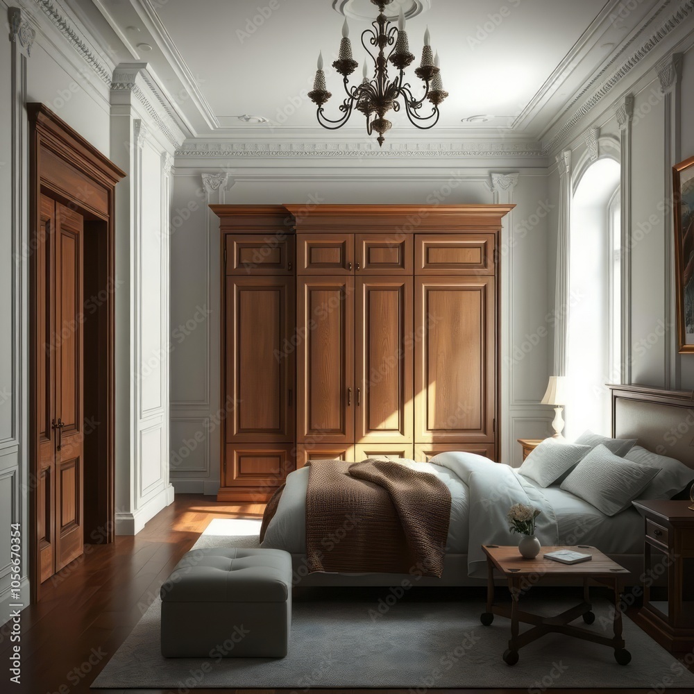 Classic colonial master bedroom wardrobe vray style neoclassical ...
