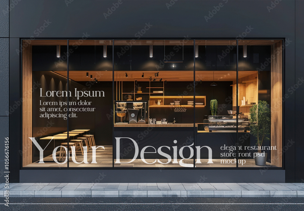 Restaurant Storefront Glass Window Mockup With Generative AI Stock ...