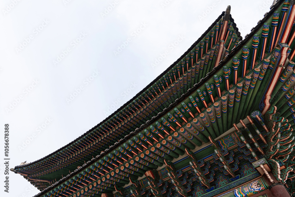 Poster magnificent roofs and eaves in the traditional Korean building ...