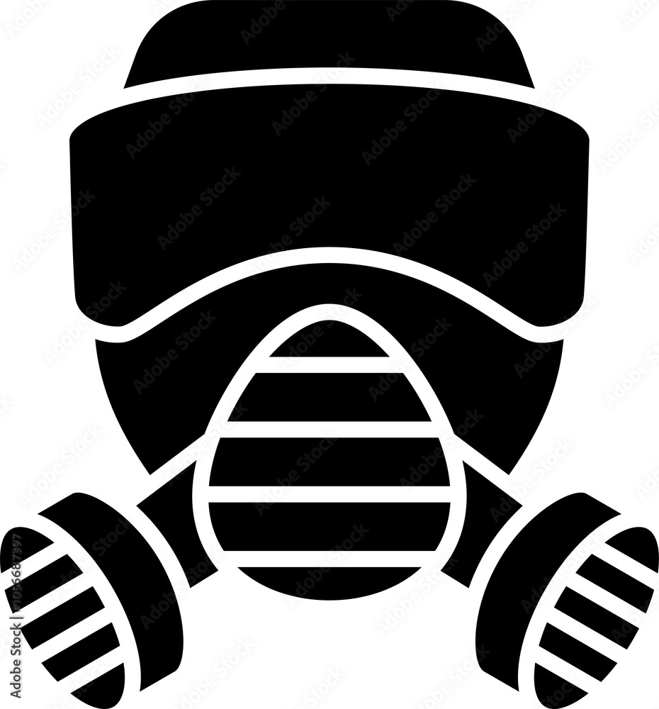 Respirator solid icon. Fireman gas mask glyph style pictogram on white ...