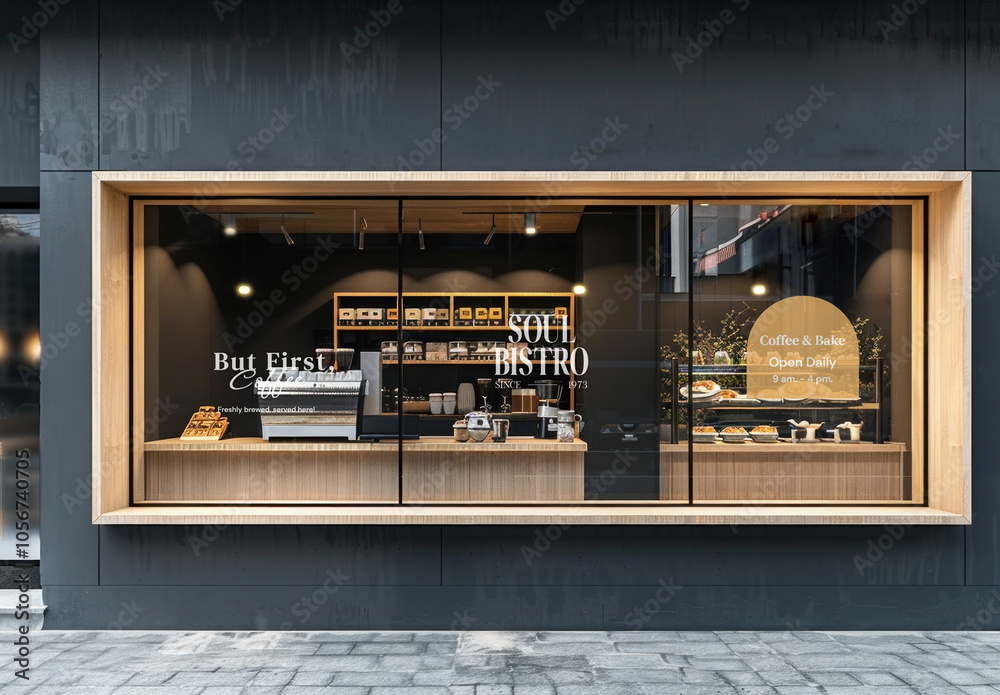 Storefront Cafe Glass Window Mockup With Generative AI Stock Template ...