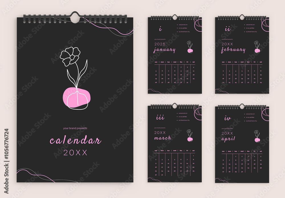 Creative Wall Calendar Design Layout Template Stock Template | Adobe Stock