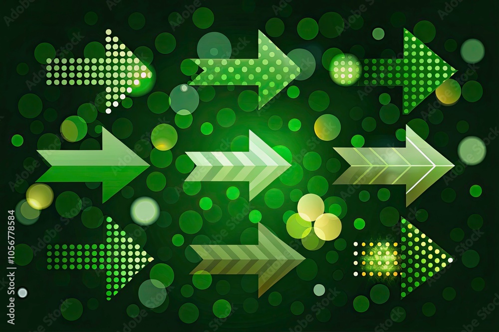 Icon Set of Green Arrow Pointers - Flat Vector Illustrations for Easy ...