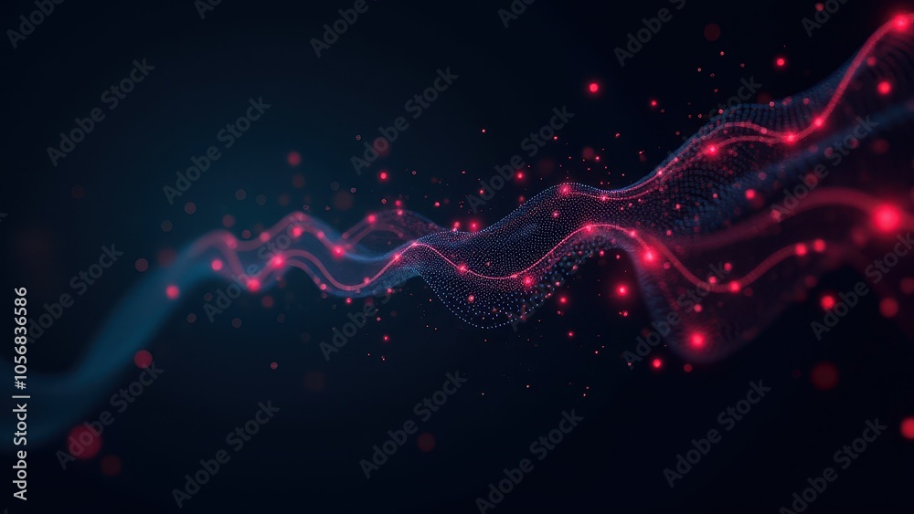Abstract and technical visualization of natural language processing systems featuring data flows ...
