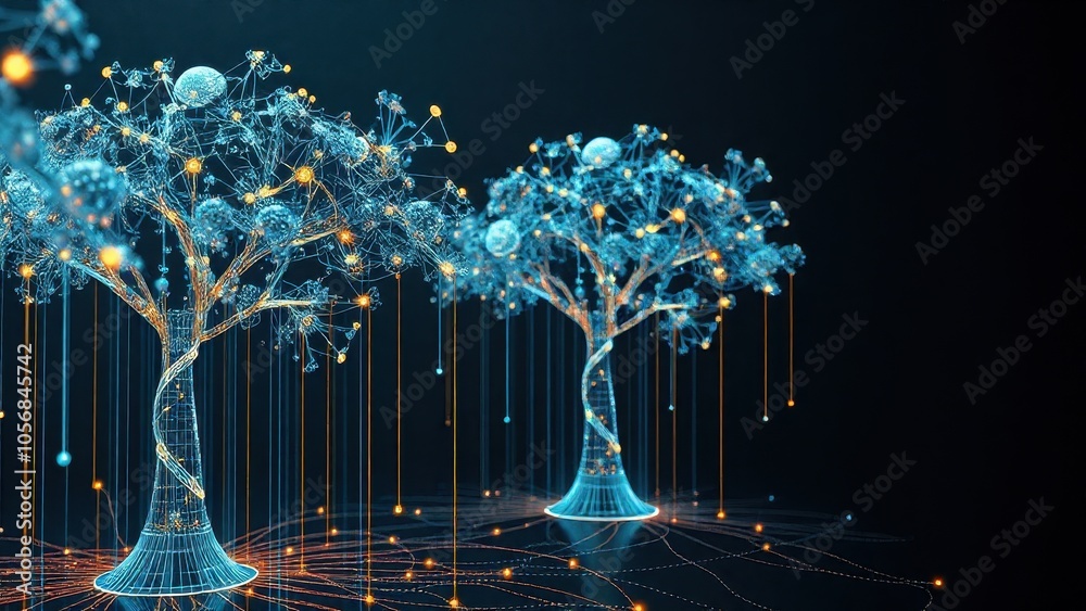 Abstract and technical visualization of natural language processing ...