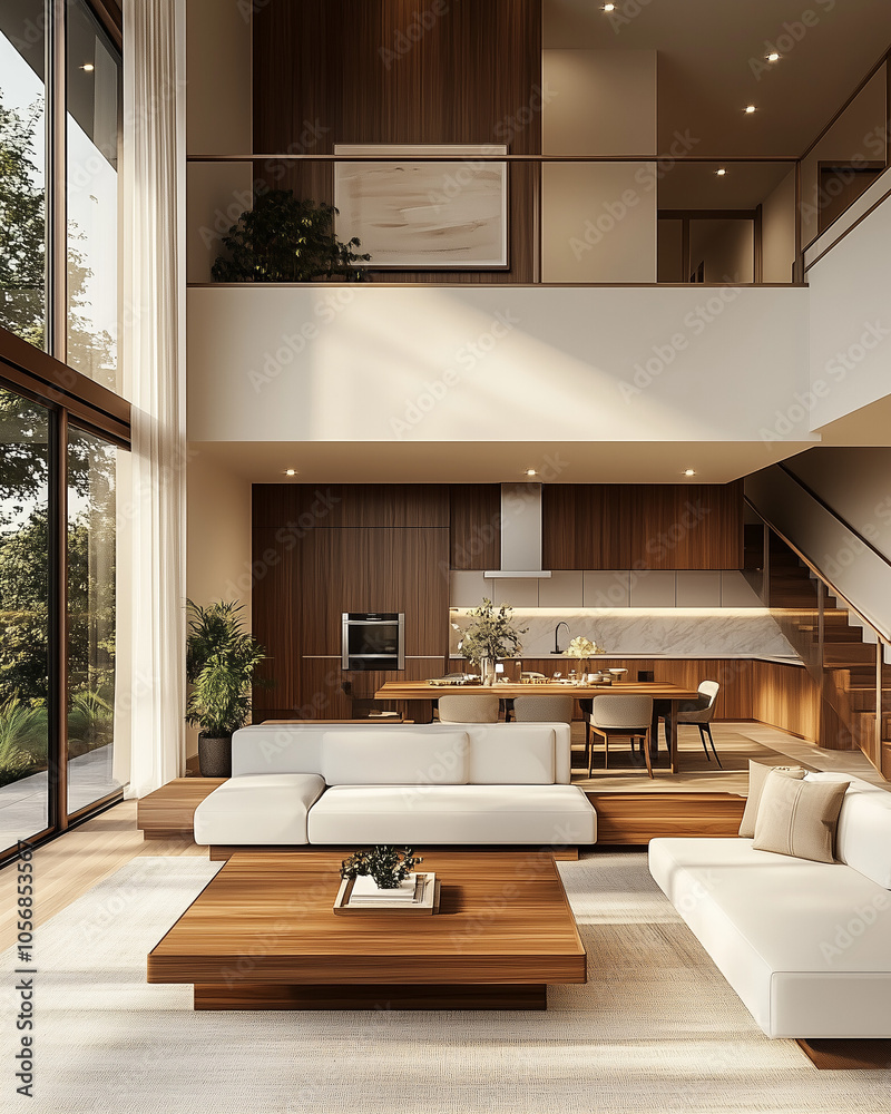 a house with loft design, modern interior design of a home with an open ...