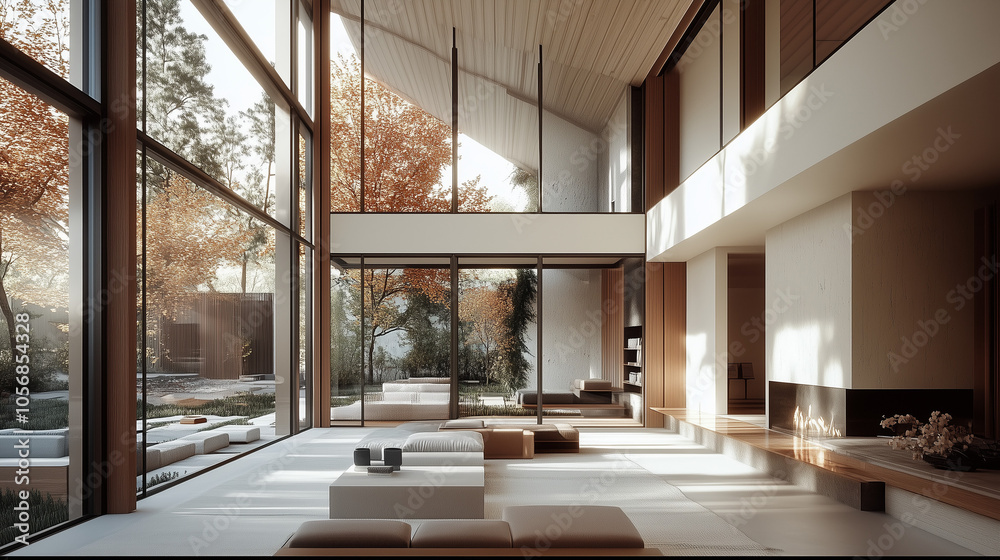 a house with loft design, modern interior design of a home with an open ...