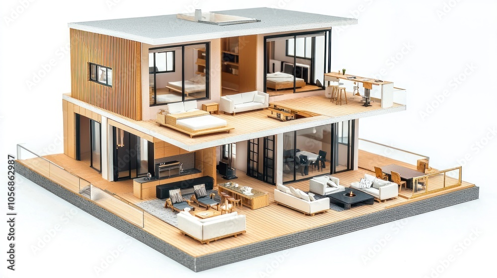 An architect house model with removable sections, demonstrating the ...