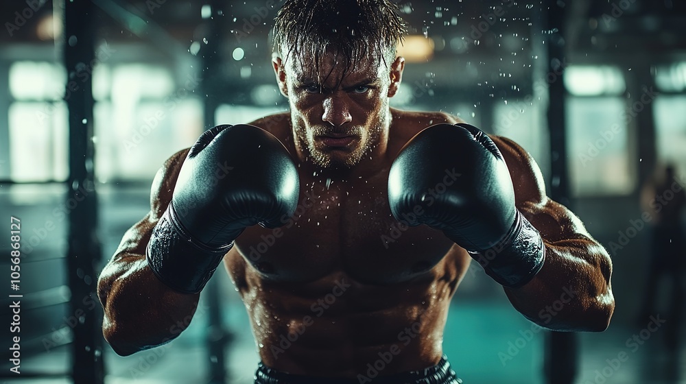 boxer doing strength exercises, showing the hard work behind their body ...