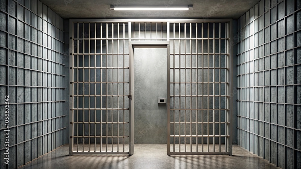 Prison cell with lattice door , incarceration, confinement, justice ...