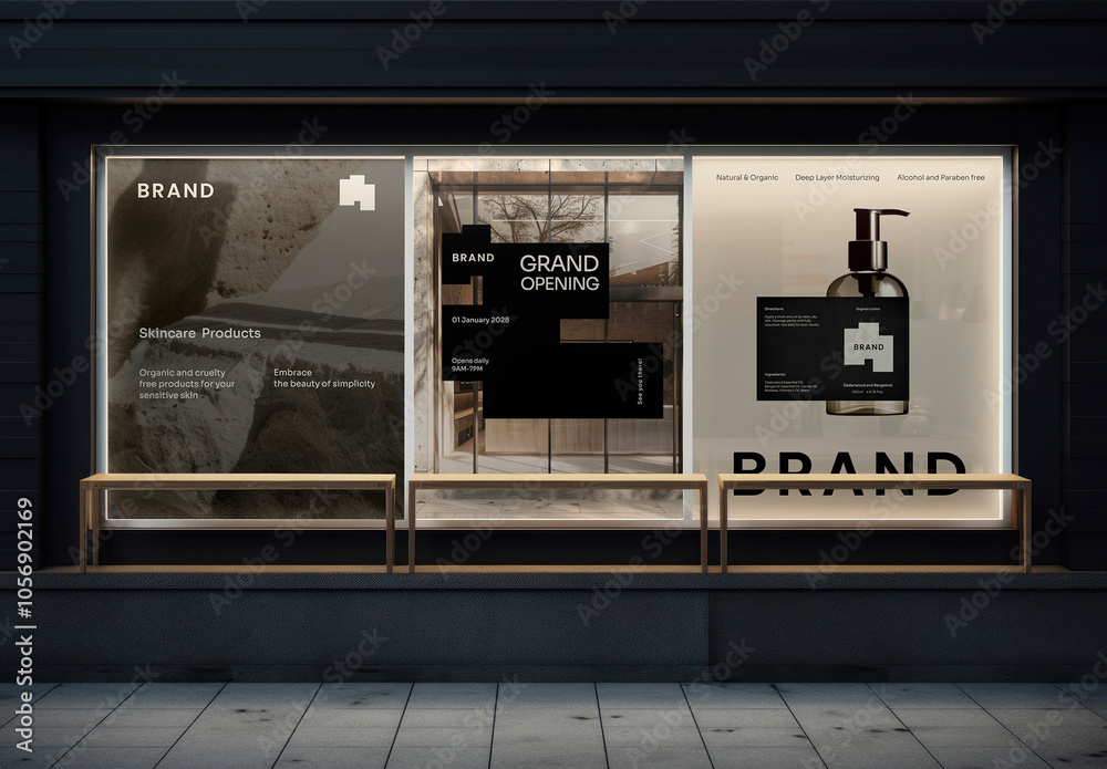 Storefront Cafe Window Ad Posters Mockup With Generative AI Stock ...