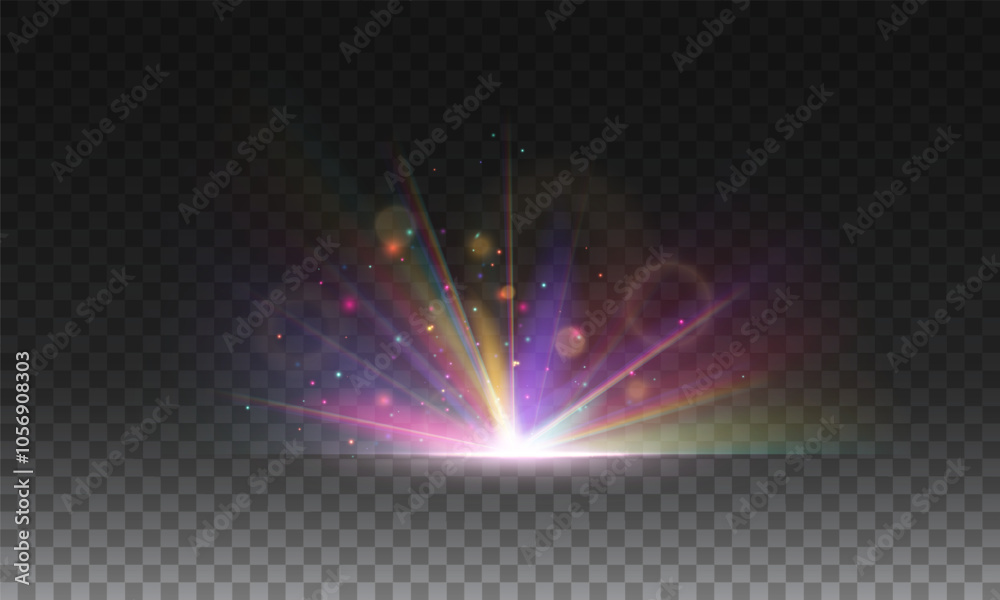 Glowing bright light explosion effect. Crystal The effect of a bright ...