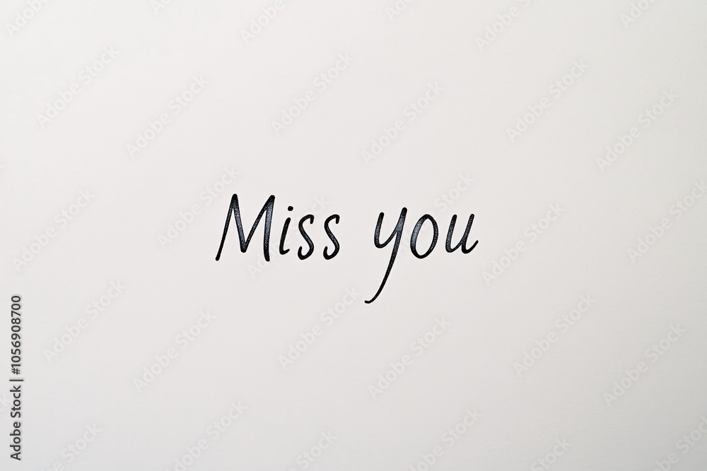 simple miss you text in black cursive on a white background expressing ...