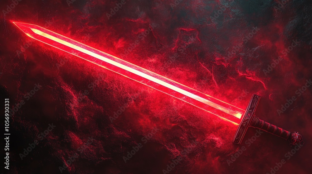 Crimson illuminated sword resembling a galactic lightsaber Bright and ...