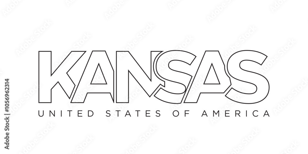 Kansas, USA typography slogan design. America logo with graphic city ...