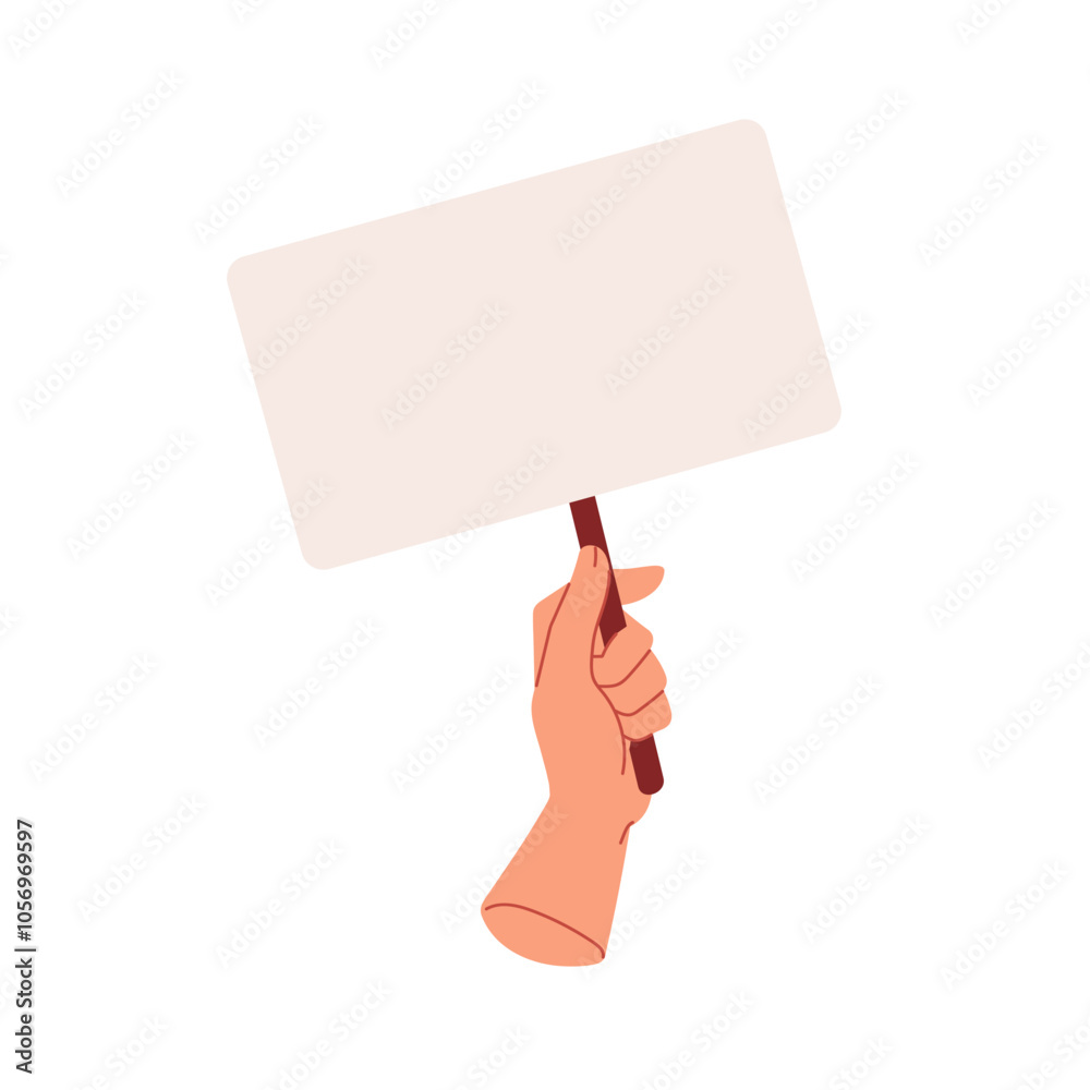 Protest sign board in hand. Holding blank placard, clean horizontal ...